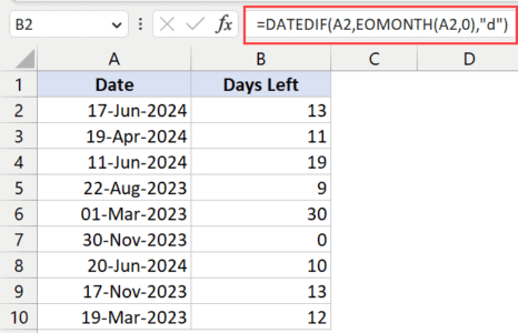 Get Total Number of Days in Month in Excel (Easy Formulas)