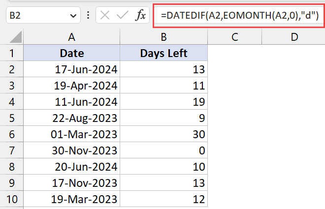 Get Total Number Of Days In Month In Excel Easy Formulas 