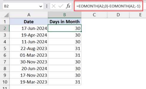 Get Total Number of Days in Month in Excel (Easy Formulas)