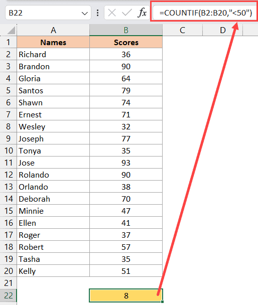 Count Cells Less Than A Value In Excel COUNTIF Less Than 