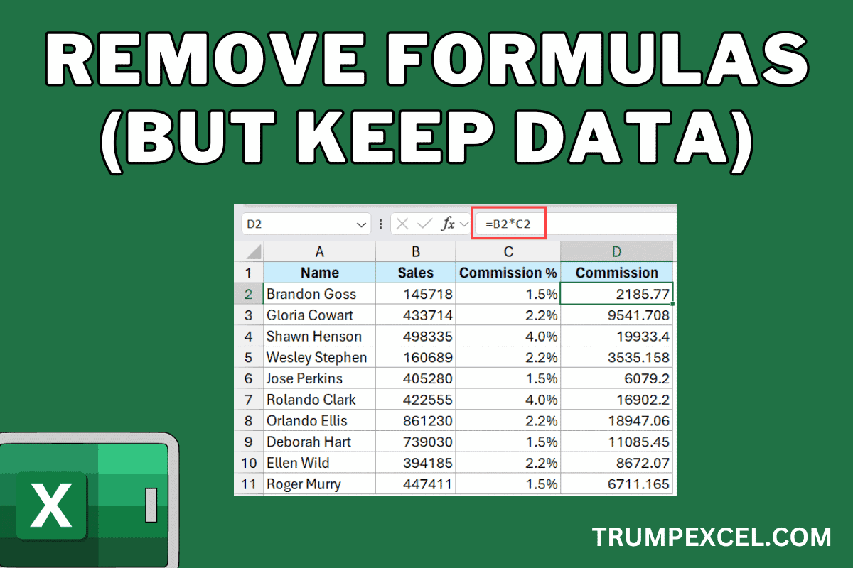 Remove Formulas but Keep Data In Excel