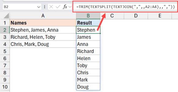 Split Text into Multiple Rows in Excel (Easy Formulas)