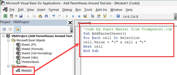 How to Add Parentheses Around Text in Excel (4 Easy Ways)