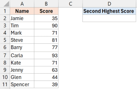 Find the Second Largest Value in Excel (3 Easy Ways)