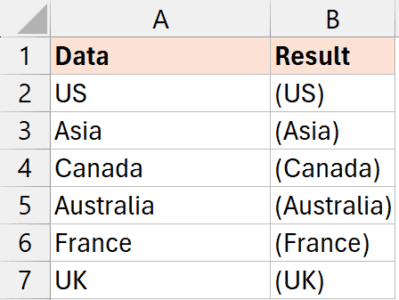 How to Add Parentheses Around Text in Excel (4 Easy Ways)
