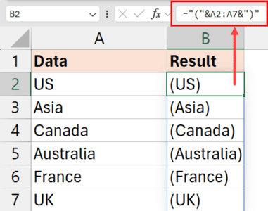 How to Add Parentheses Around Text in Excel (4 Easy Ways)