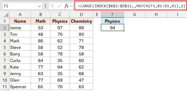Find the Second Largest Value in Excel (3 Easy Ways) Find the Second Largest Value in Excel (3 Easy Ways)
