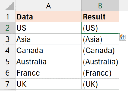 How to Add Parentheses Around Text in Excel (4 Easy Ways)