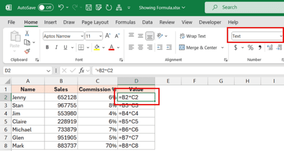 Excel Showing Formula Instead of Result - Quick Fix!