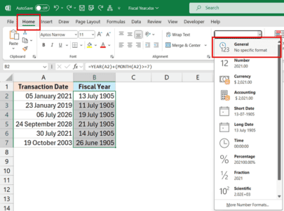 Calculate Fiscal Year from Date in Excel (Easy Formulas)