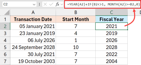 Calculate Fiscal Year from Date in Excel (Easy Formulas)