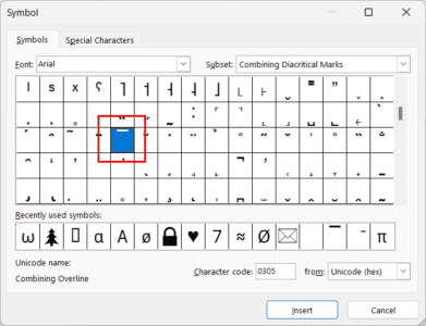 Insert X-Bar Symbol in Excel (Average / Mean Symbol)