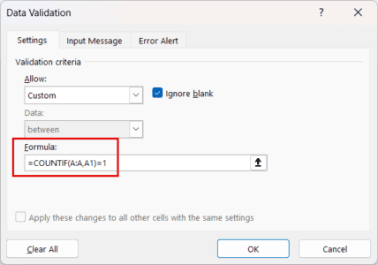 Prevent Duplicate Entries in Excel