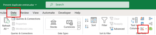 Prevent Duplicate Entries in Excel