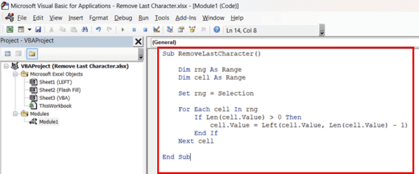 Remove Last Character in Excel