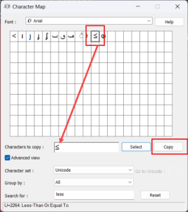Insert Less Than Or Equal To Symbol in Excel
