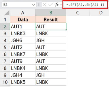 Remove Last Character in Excel