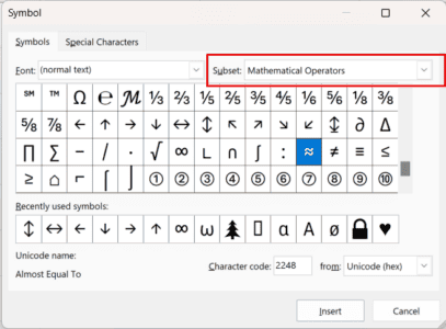 5 Easy Ways to Insert Approximate Symbol in Excel (≈)