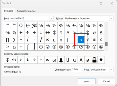 5 Easy Ways to Insert Approximate Symbol in Excel (≈)