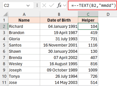 Sort Dates By Month in Excel (Easy Formula)