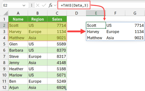 TAKE Function in Excel - Useful Examples!