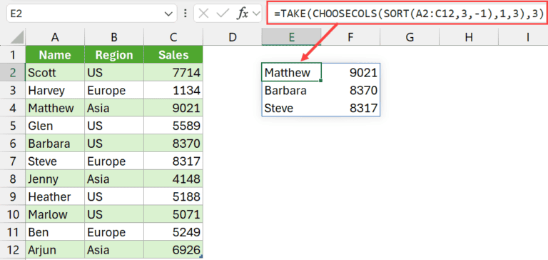 TAKE Function in Excel - Useful Examples!