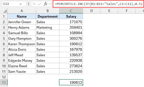 Calculate MEDIAN IF in Excel