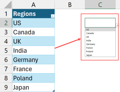 Create Data Validation List from Excel Table as Source