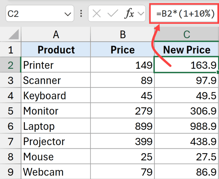 Add or Subtract Percentage From a Number in Excel (Formula)