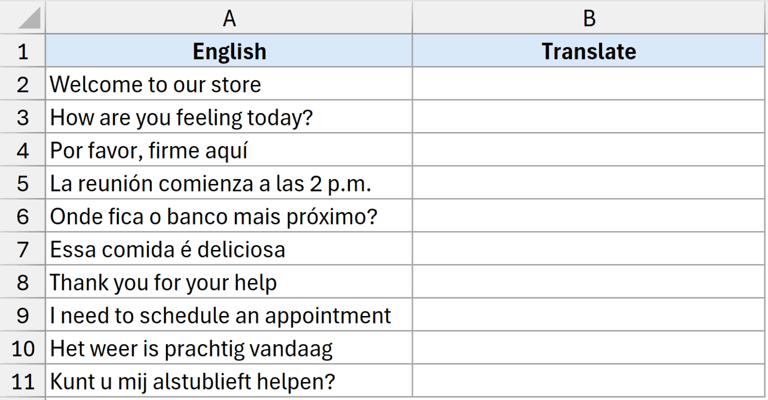 TRANSLATE Function in Excel
