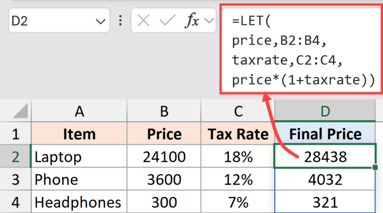LET Function in Excel (Basic & Advanced Examples)