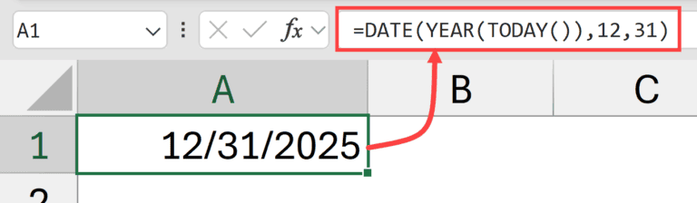 Get End of Year Date in Excel (Easy Formula)