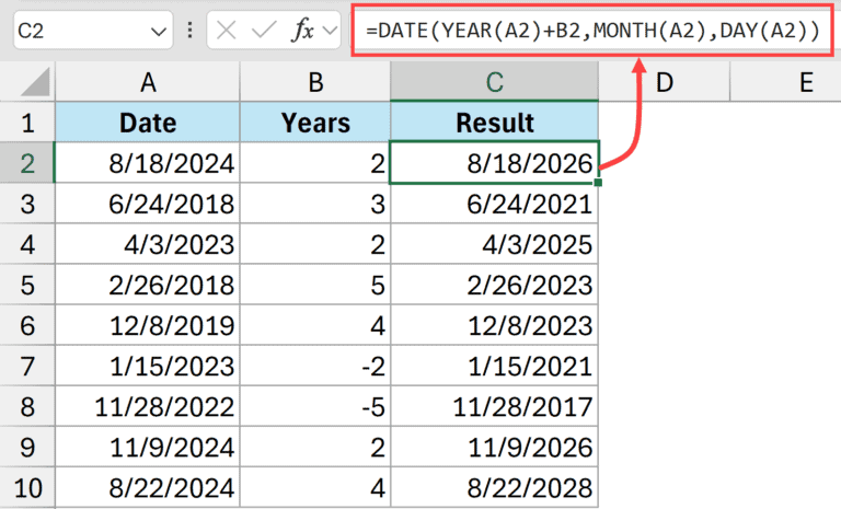 How to Add Years to Date in Excel?