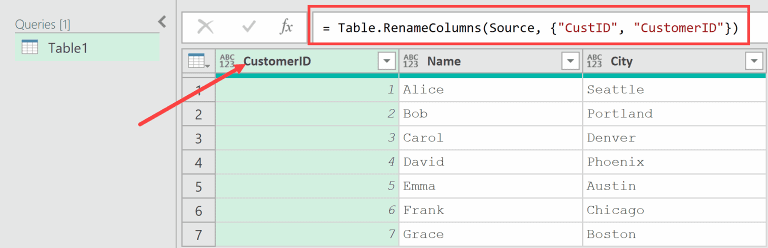 Table.RenameColumns Function in Power Query M (9 Examples)