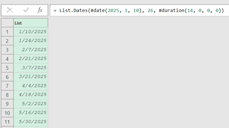 List.Dates Function in Power Query M (8 Examples)